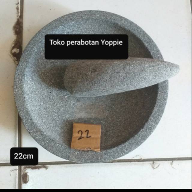 Jual Cobek batu 22 cm / coet batu / ulekan batu asli - ulekan sambel ...