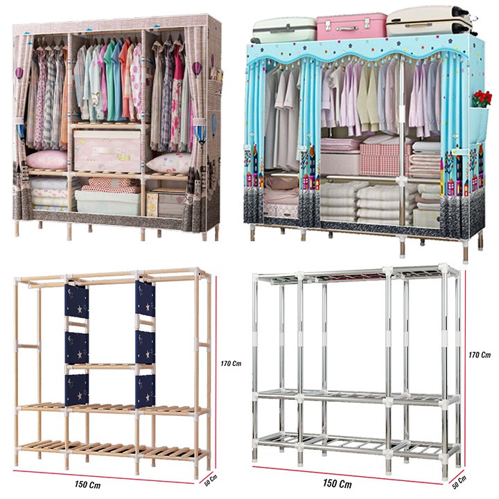 Jual SPEEDS Lemari pakaian rak baju lemari kain rak besi lemari Serba ...