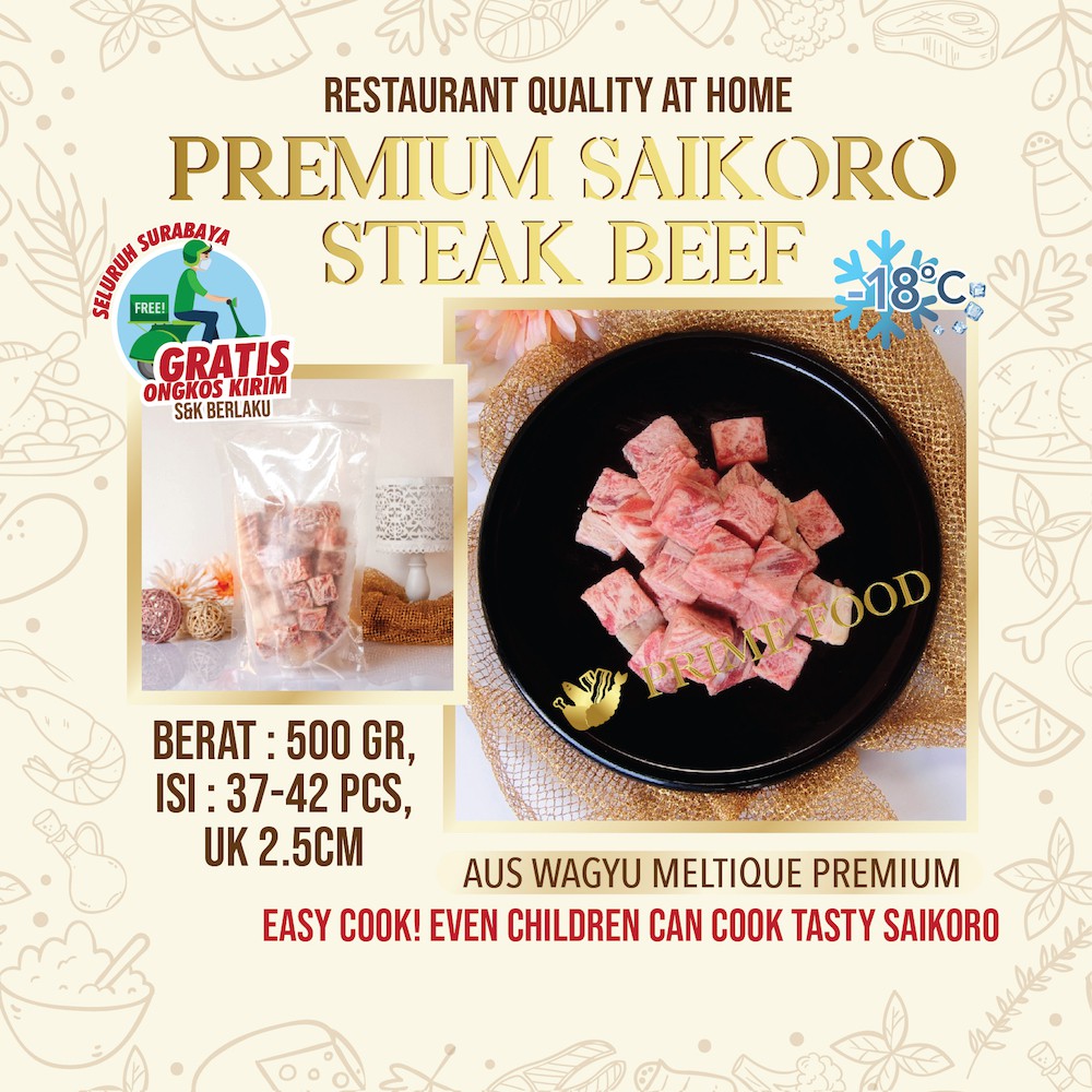 Jual Daging Premium Saikoro Steak Beef 500gr MM0019 bbq sate jepang ...