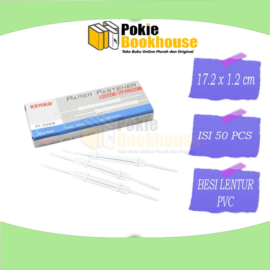Jual KENKO Paper Fastener Acco Snelhecter Tulang Plastik Putih PF-508W ...