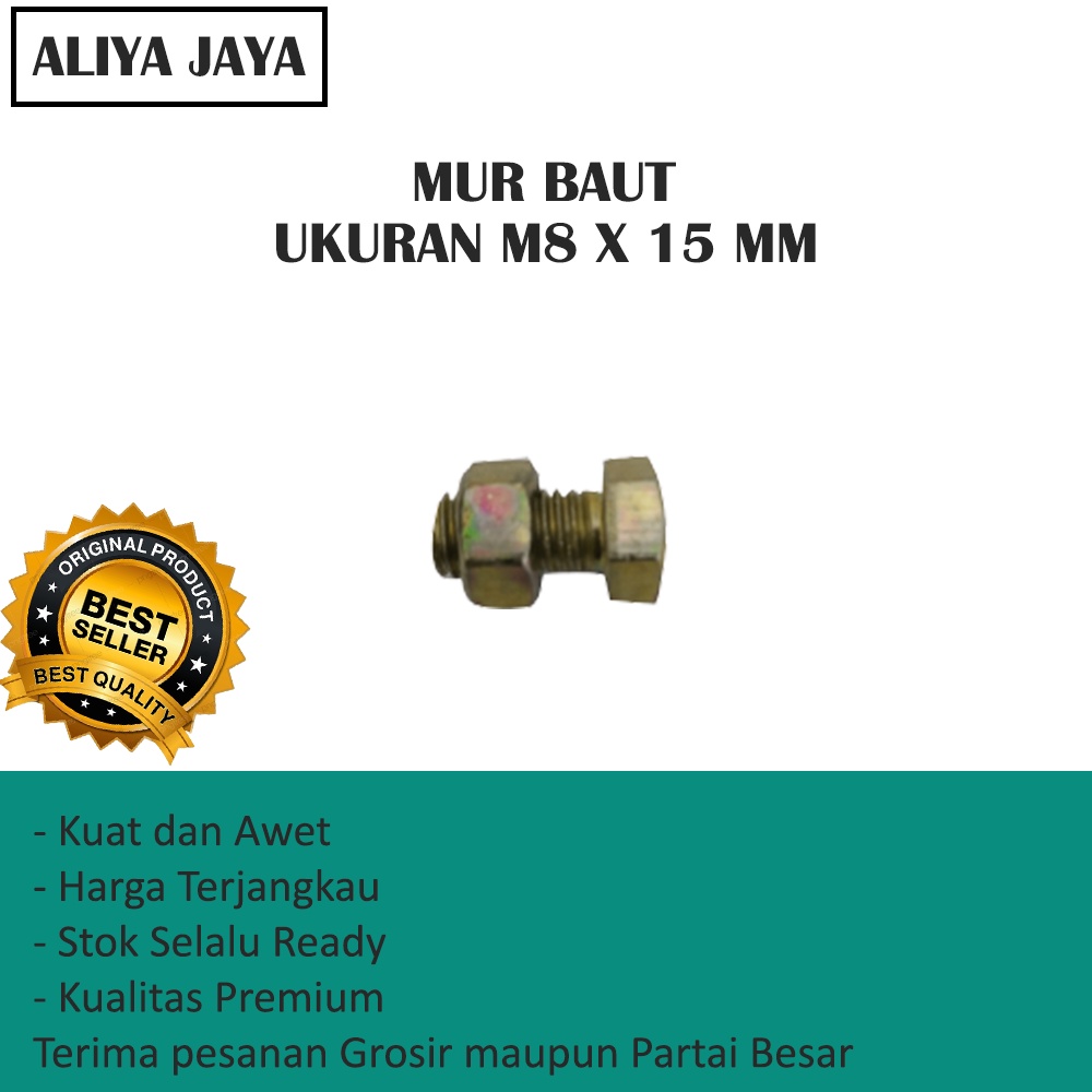 Jual MUR BAUT UKURAN M8 X 15 MM KNG MURAH (HARGA PER 10 PCS) | Shopee ...
