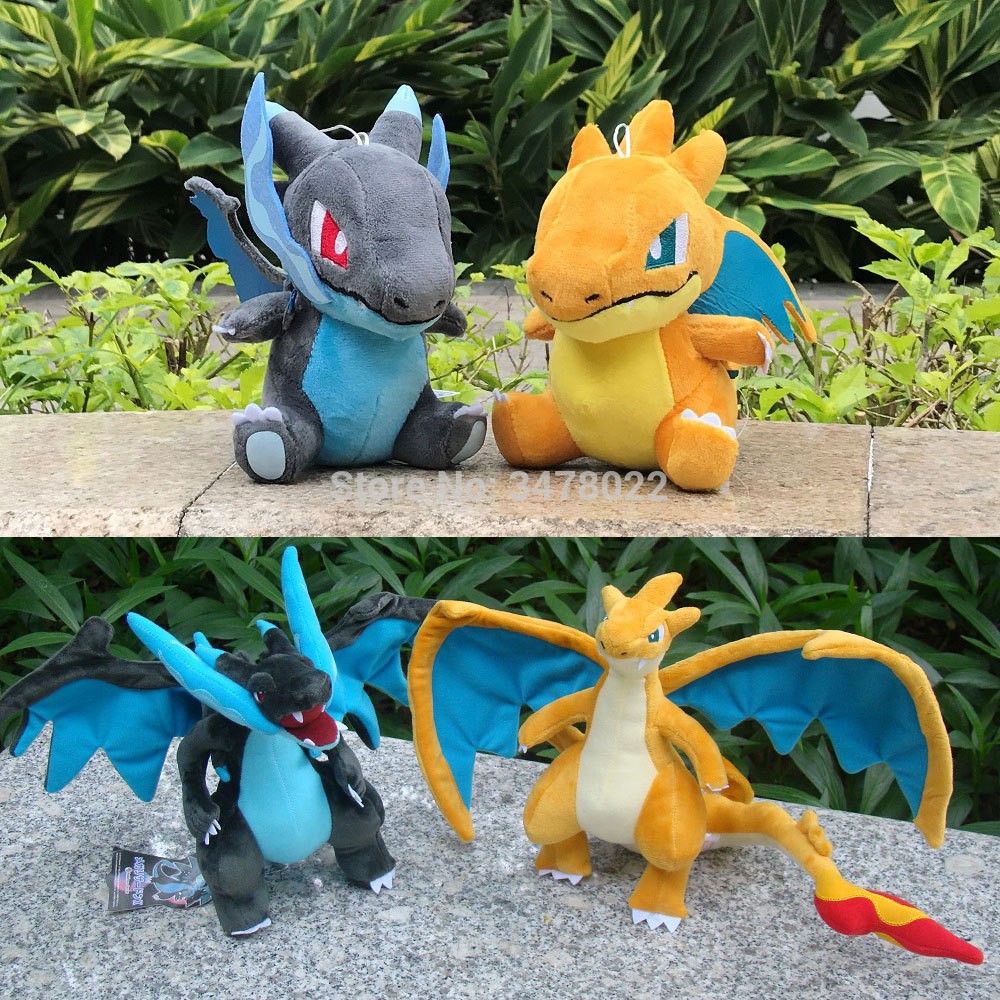 Jual baby toys Charizard Plush Toys Anime Mega Shiny Charizard XY Blue ...