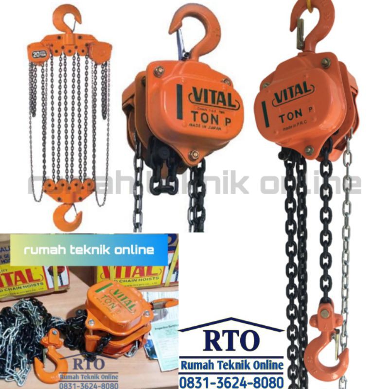 Jual Chain Block VITAL 1 Ton x 12 Meter Takel Hand Chain Pulley Block ...