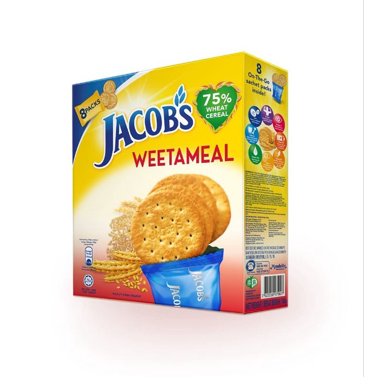 Jual Weetameal Box 8 packs Biskuit Jacobs Jacob's 144gr cream cracker ...