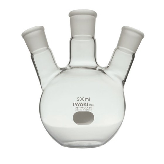 Jual BOILING FLASK 1000ml. Flat Bottom. 3NECK. Labu Didih. IWAKI PYREX ...