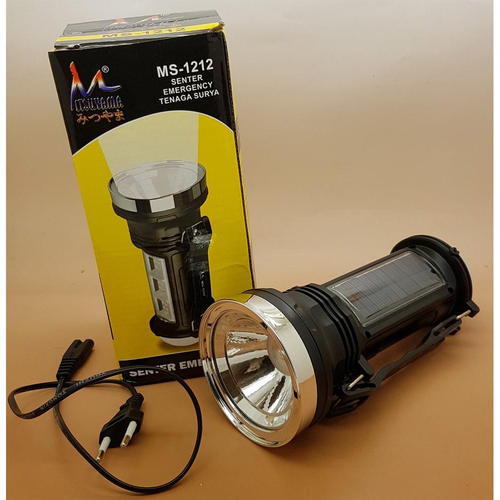 Jual lampu + senter + bohlam led emergency solar 3 in 1 mitsuyama ms ...