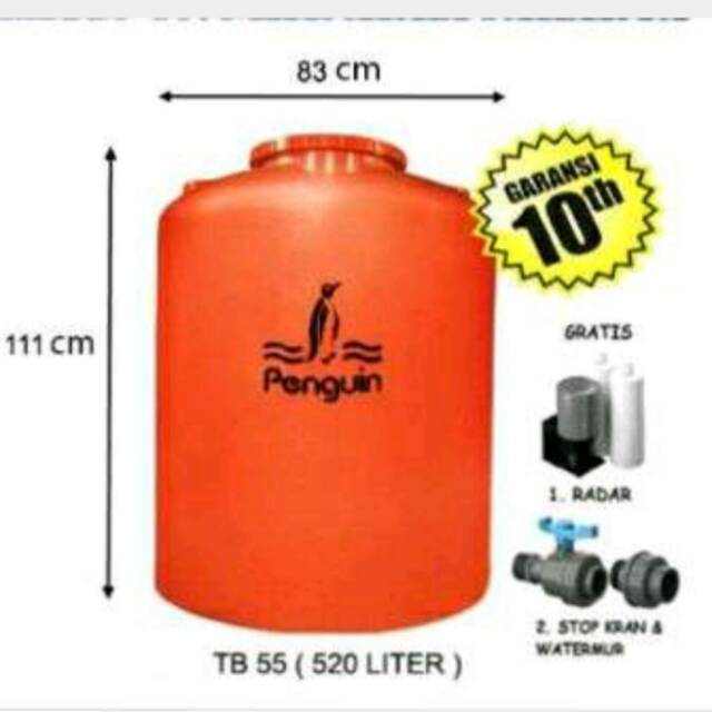 Jual Tangki Air Tandon Toren Penguin 520 Liter Tb 55 Tb55 | Shopee ...