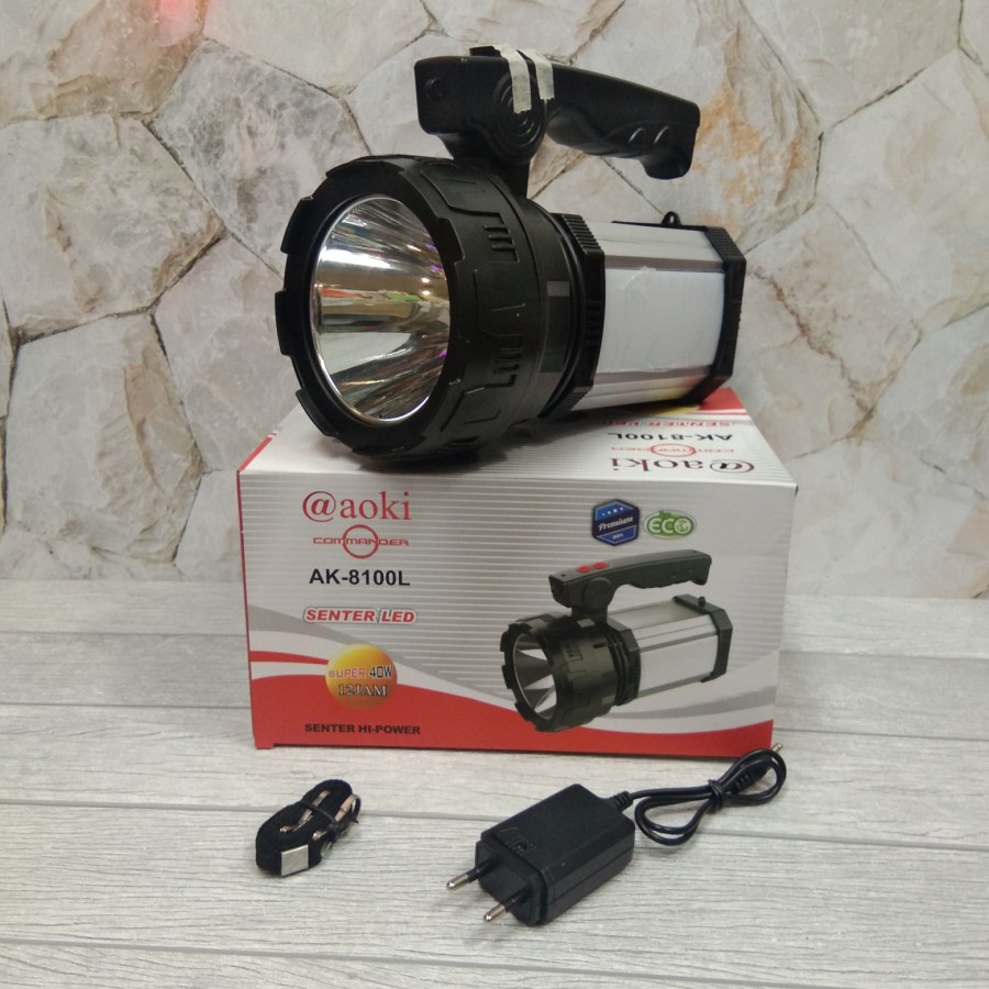 Jual senter led aoki jumbo 40 watt AK-8100L super terang | Shopee Indonesia