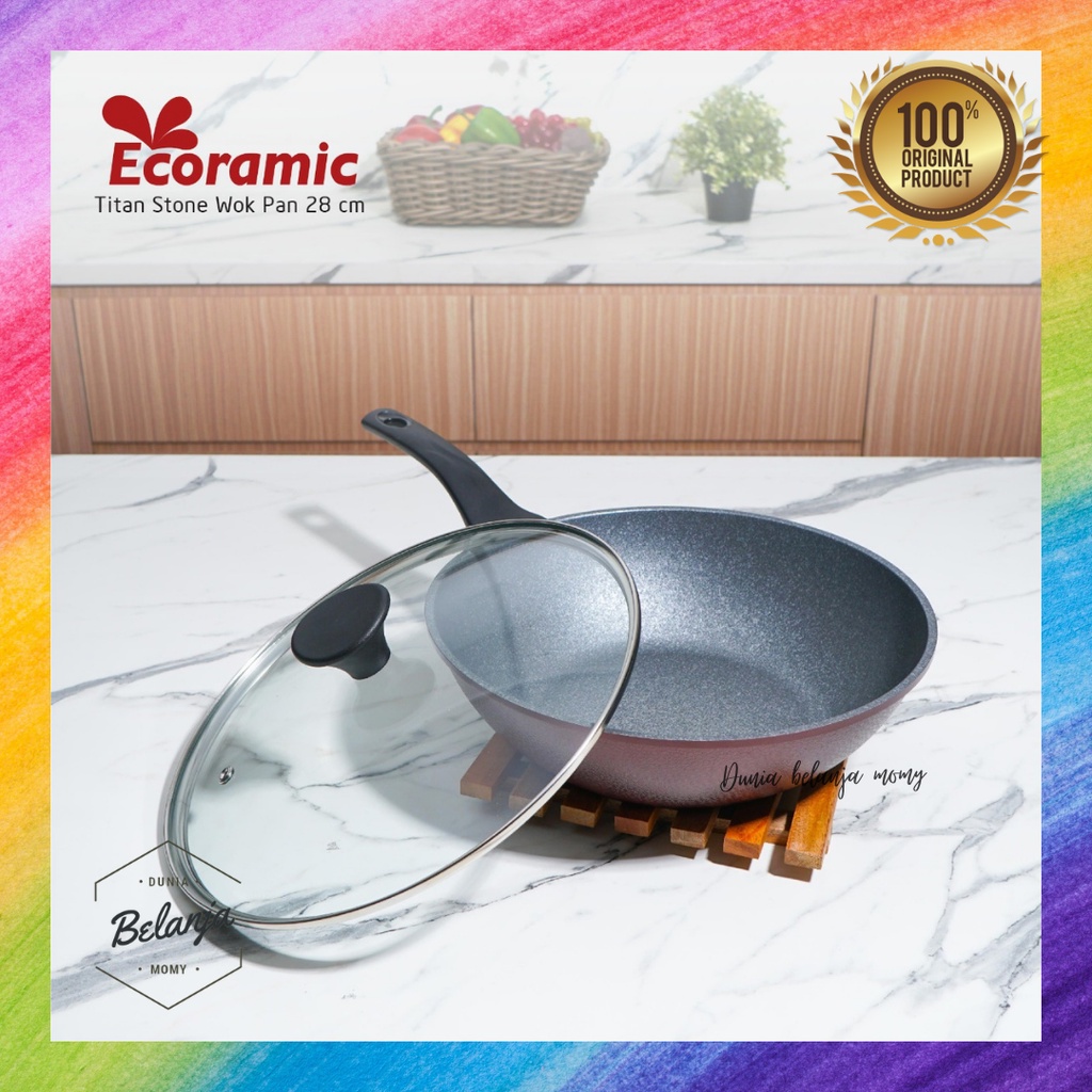 Jual Wajan Ecoramic Titan Stone Wok Pan 28 cm Anti Lengket Made in ...