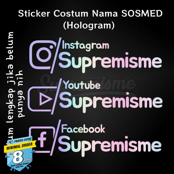 Jual Stiker Hologram Custom Nama Sticker Sosmed Instagram Tiktok ...