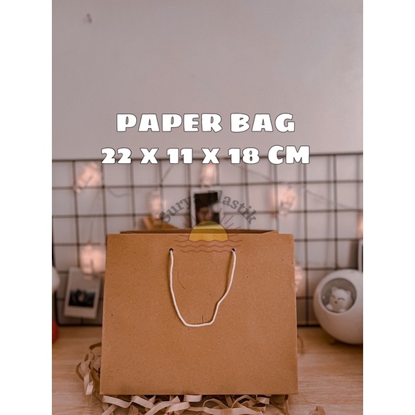 Jual Paper Bag / Tas Kertas Polos Warna Coklat Ukuran 22 x 11 x 18 CM ...