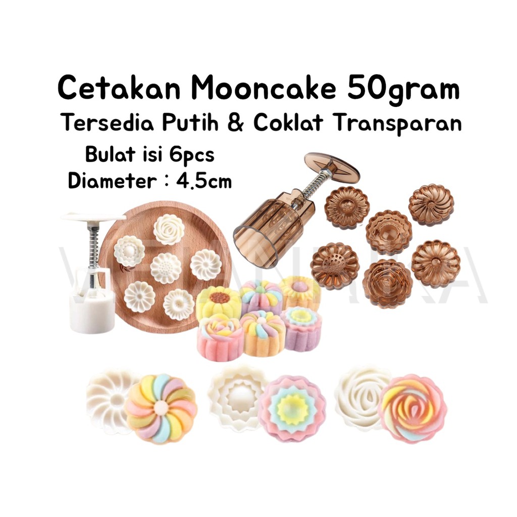 Jual Cetakan Moon Cake Ring bulat segitiga petak 50gram 4pcs 6pcs ...