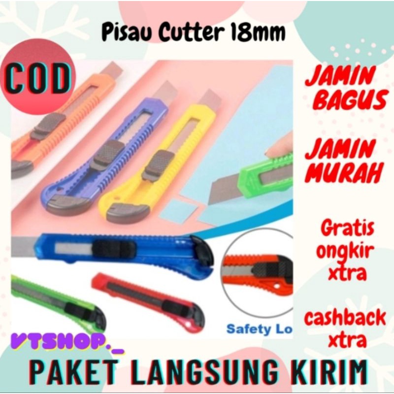 Jual V618 - Pisau Cutter Ukuran Besar 18mm / Transparan Warna Warni ...