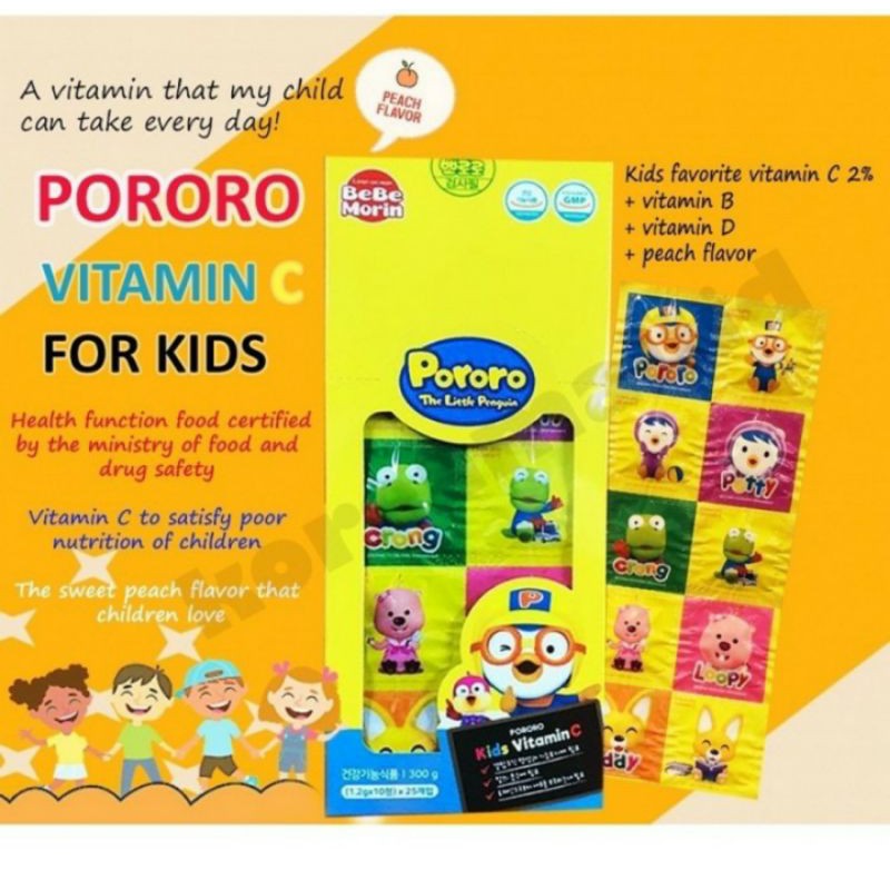 Jual [50 Tablet]BEBEMORIN VITAMIN C PORORO ANAK/CHEWABLE VITAMIN ...