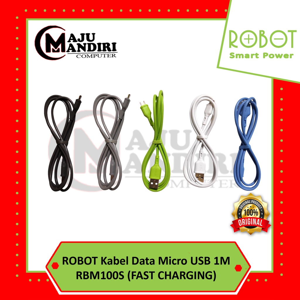 Jual ROBOT KABEL DATA MICRO USB RBM100S 2A 1M ECERAN | Shopee Indonesia