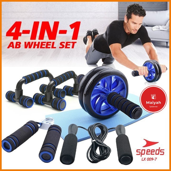 Jual Set olahraga otot perut ABS Ab Wheel Roller Alat Push Up Tali ...