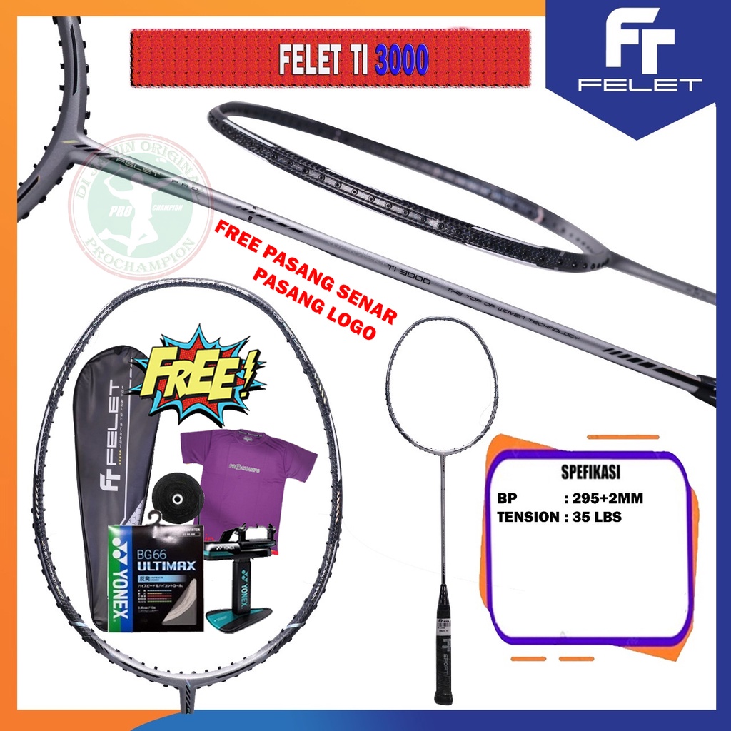 Jual Felet Woven Ti 3000 / Woven Ti3000 Raket Badminton Original ...