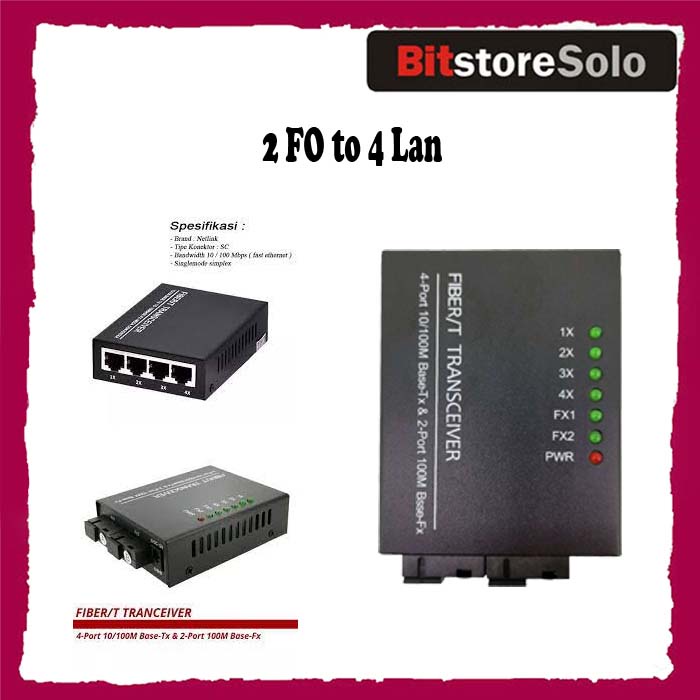 Jual Media Converter 2SC Port FO to 4 Port LAN RJ45 10/100Mbps Fiber ...