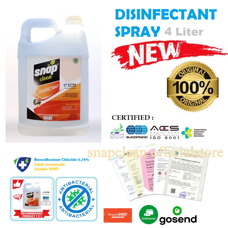Jual Disinfektan Snap Clean 4 Liter | Shopee Indonesia