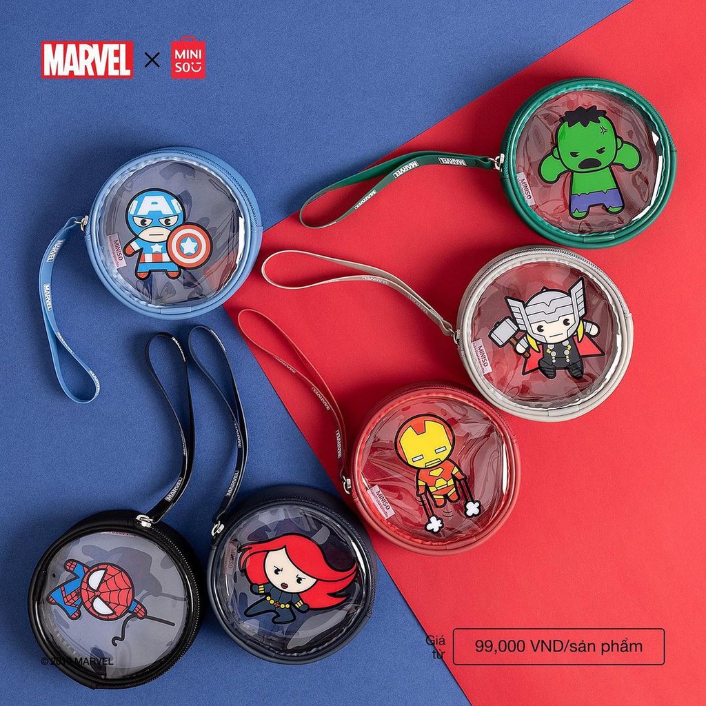 Jual Miniso official Marvel transparend round coin purse / dompet koin ...