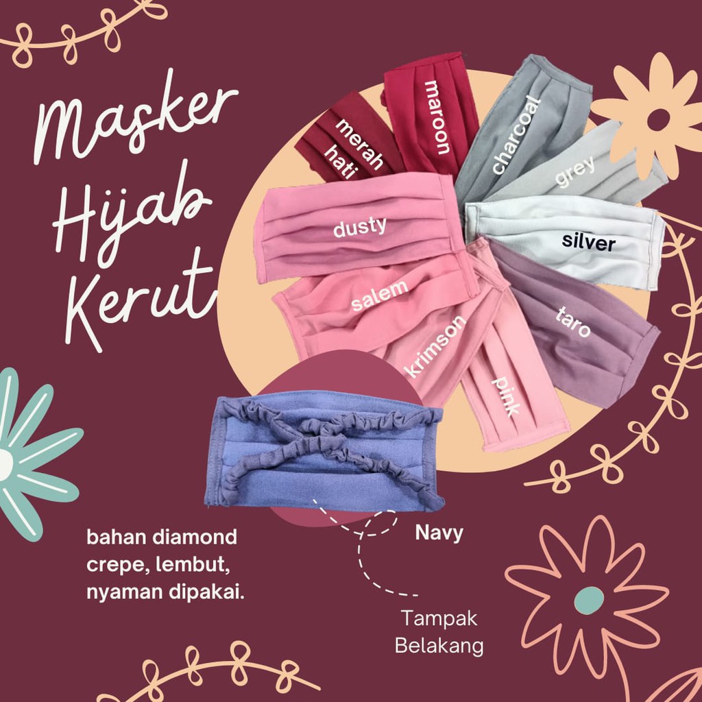 Jual MASKER HIJAB KERUT 2 PLY / MASKER KAIN 2 PLY / MASKER HIJAB KAIN ...