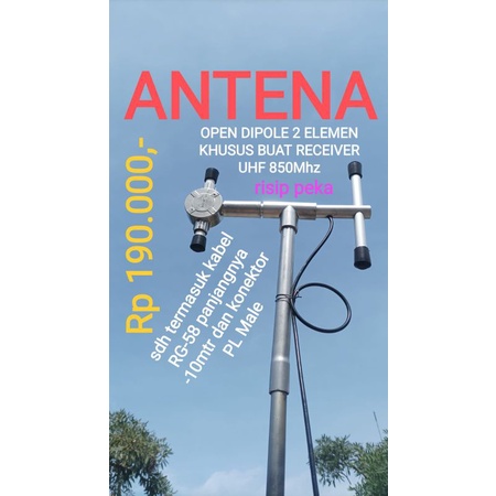 Jual ANTENA OPEN DIPOLE 2 ELEMEN KHUSUS RECEIVER UHF 850Mhz -10mtr kabel | Shopee Indonesia
