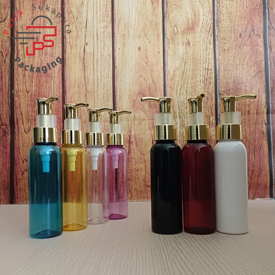 Jual botol pump clip oil 100ml/botol lotion pump 100ml/pump clip oil gold | Shopee Indonesia