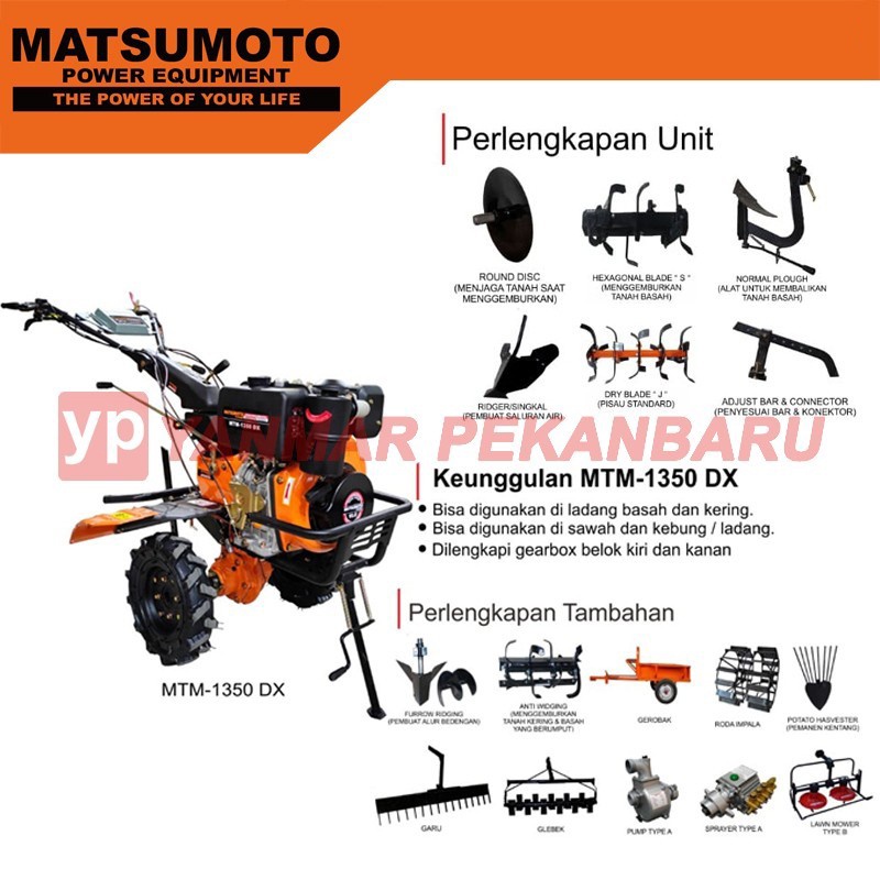 Jual Mesin Bajak / Traktor Tangan / Mini Tiller MATSUMOTO MTM 1350 DX ...
