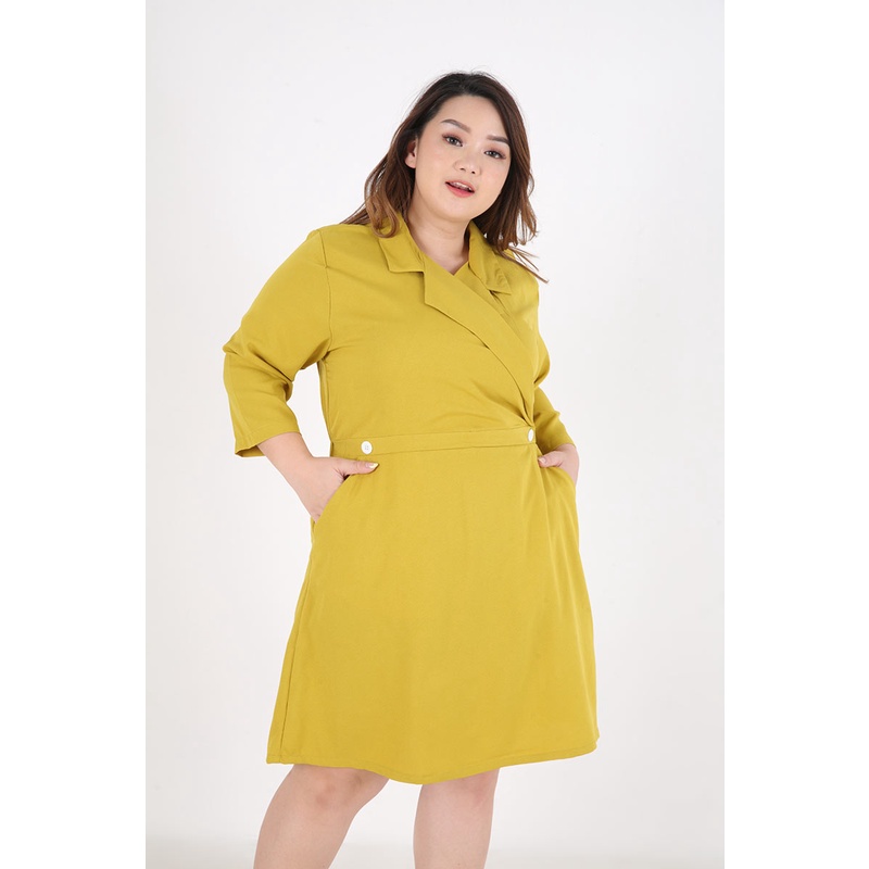 Jual Sorabel - Hyodie Plain Collar Dress Big Size Jumbo | Shopee Indonesia