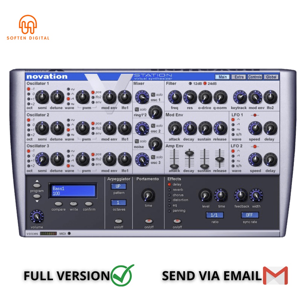 Jual Novation V-Station v2 VST Plugin real 3-oscillator flexibility as the award winning K ...