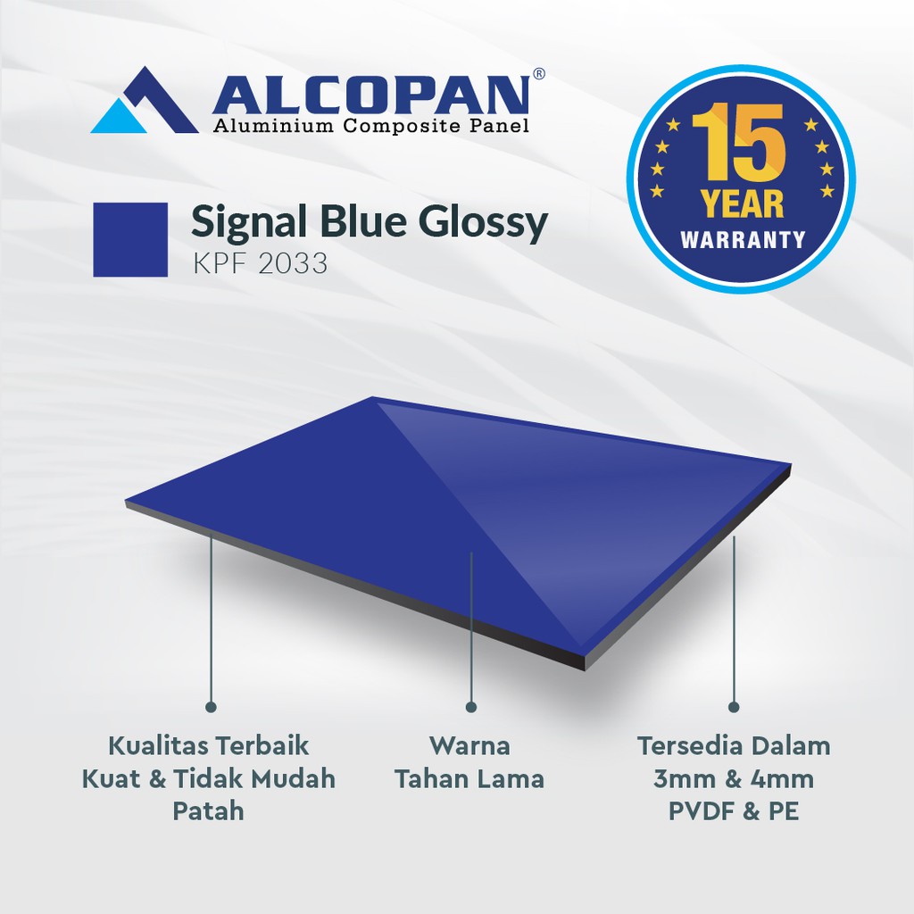Jual ACP Alcopan Signal Blue Glossy 4mm PVDF Outdoor Aluminium ...