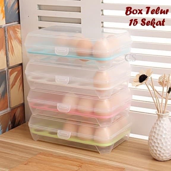Jual Tempat Box Telur 15 Lubang Biji Sekat Kotak Box Organizer Egg Box ...