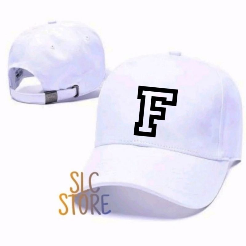 Jual TOPI BASEBALL PREMIUM INISIAL HURUF F PUTIH CUSTOM NAMA LOGO ...