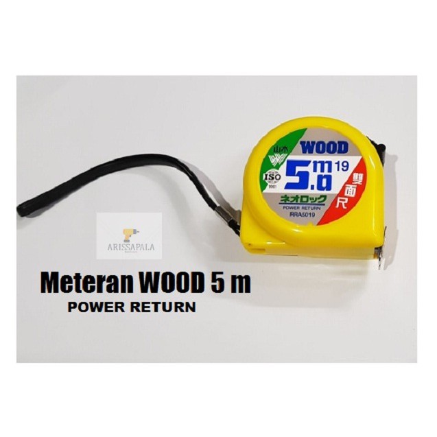 Jual Meteran WOOD 5M Double 2 sisi Angka Depan Belakang Meansuring Tape ...