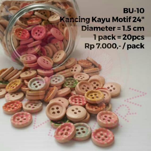Jual Kancing BU-10 (Kancing Kayu Motif 24") | Shopee Indonesia