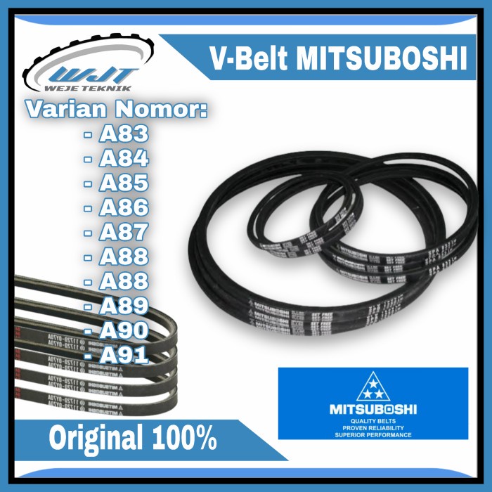 Jual V Belt Vanbelt Fanbel Mitsuboshi A83 A84 A85 A86 A87 A88 A89 A90