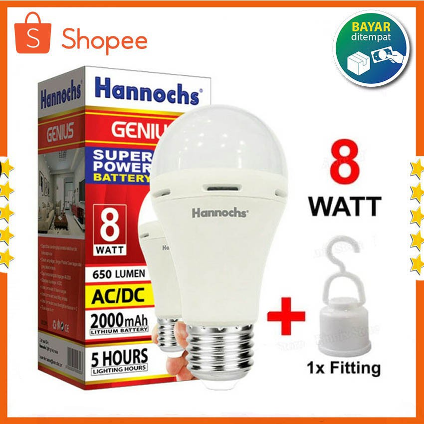 Jual Lampu Emergency LED Bulb Bohlam Hanoch hannoch AC cd 8W | Shopee ...