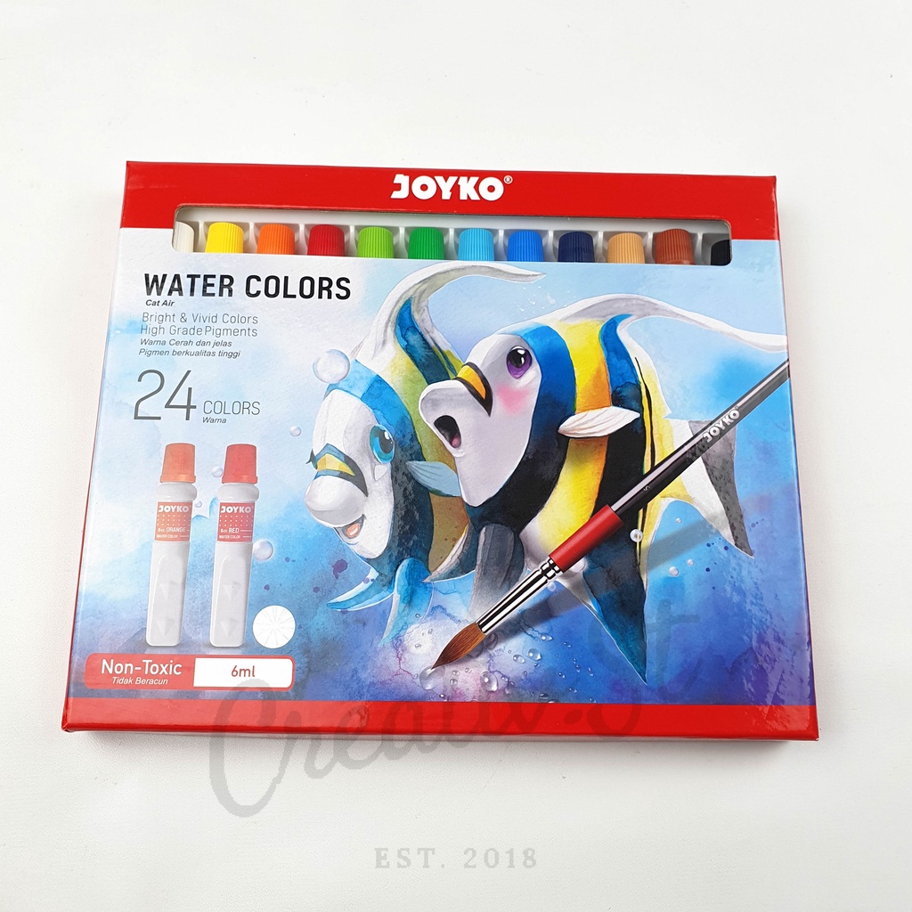 Jual JOYKO Cat Air Watercolor 24 Warna 6 Ml Set Paint Lukis Water Color ...