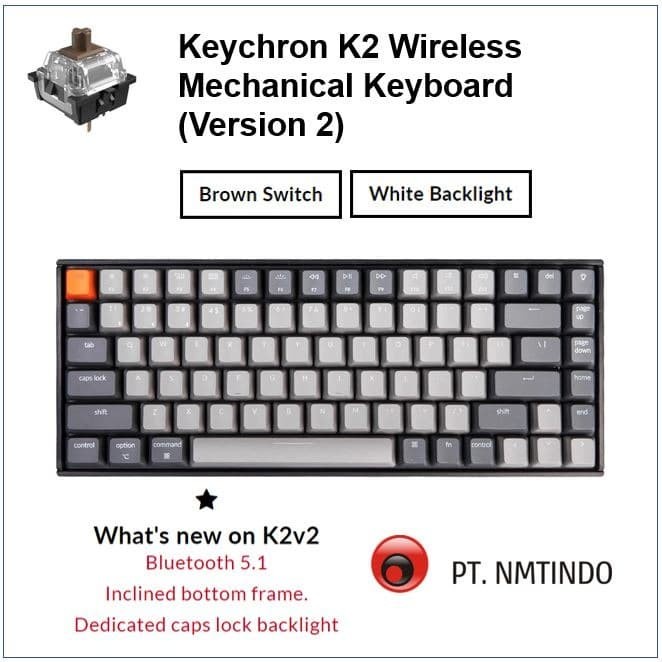 Jual Keychron K2 version 2 Brown Switch White Backlight Plastic Frame ...