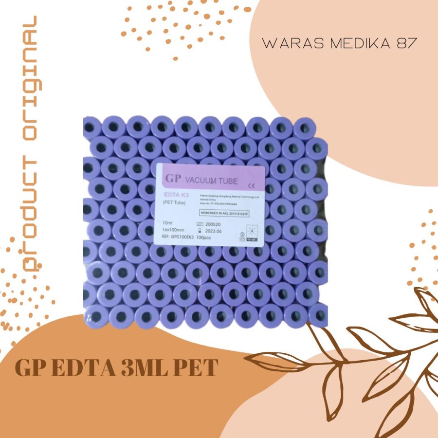 Jual Tabung EDTA K3 3 ML Plastik PET GP 100 pcs/box | Shopee Indonesia