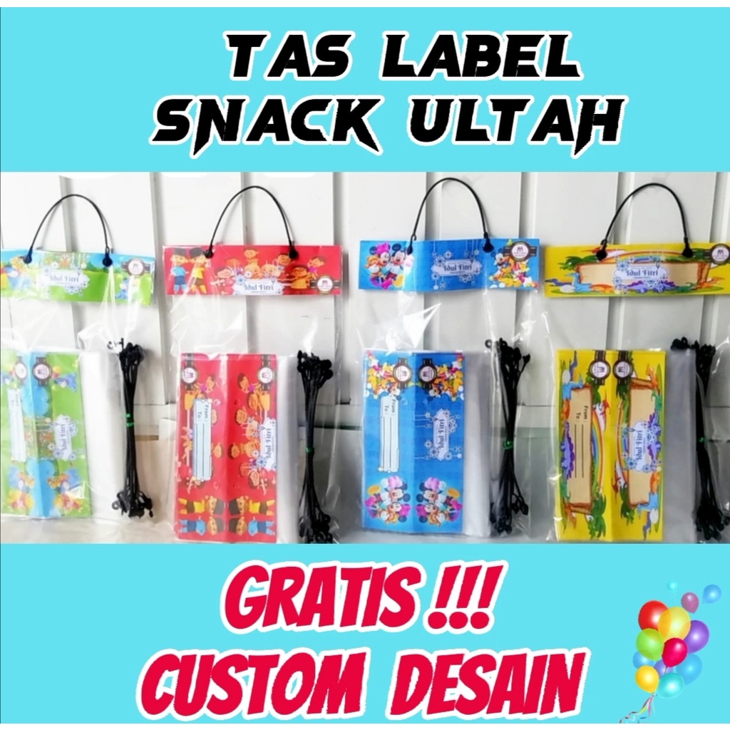 Jual (MIN. ORDER 3 PCS) TAS LABEL SNACK ULTAH / LABEL PARCEL JAJAN ANAK ...