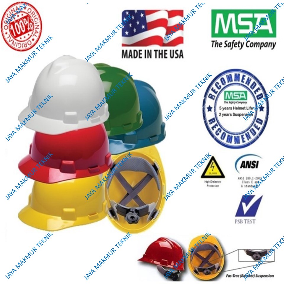 Jual Helm Safety Proyek MSA V-Gard Fas Trac Suspension Original ...