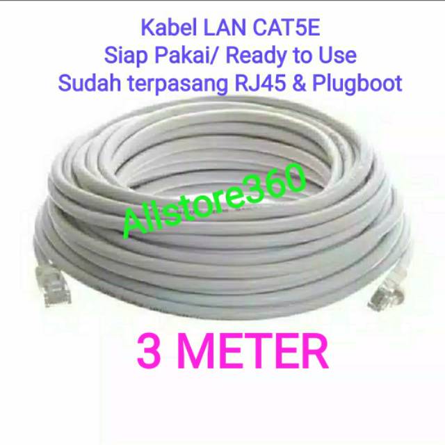Jual Kabel LAN Cat5e 3Meter UTP Cable Network 3 Meter Siap Pakai 3M Cat ...
