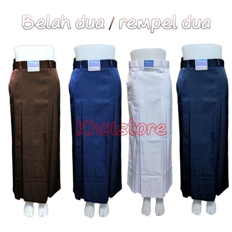 Jual Rok Sekolah Mts SMP SMA Model Belah Dua Depan Warna Biru Hitam ...