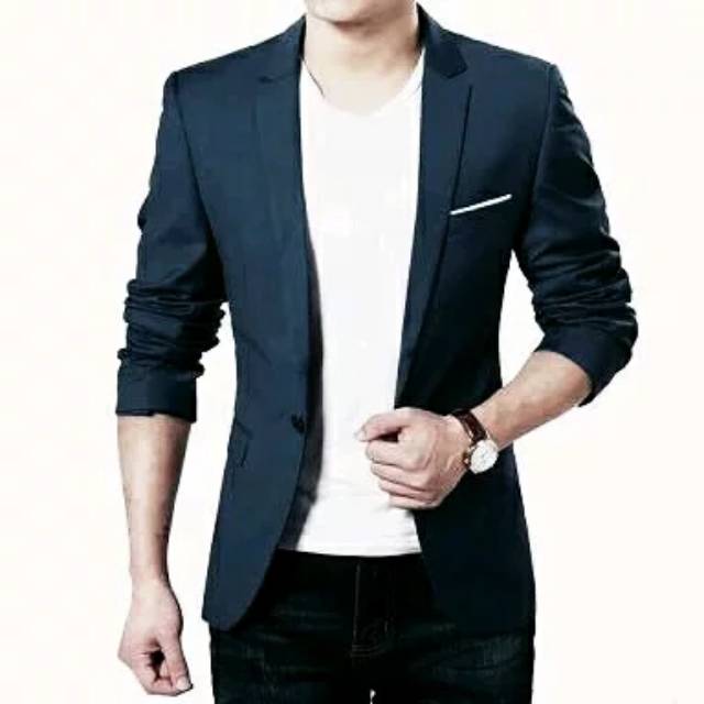 Jual Jas blazer jas semi formal navy | Shopee Indonesia