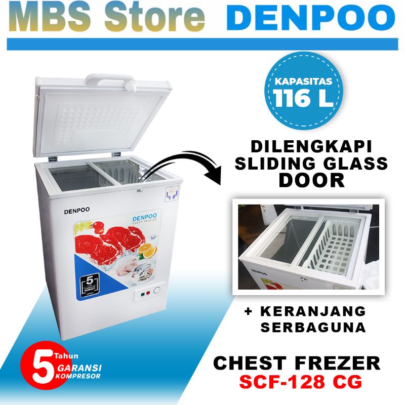 Jual Chest Freezer Denpoo SCF 128 CG - 116 LITER | Shopee Indonesia