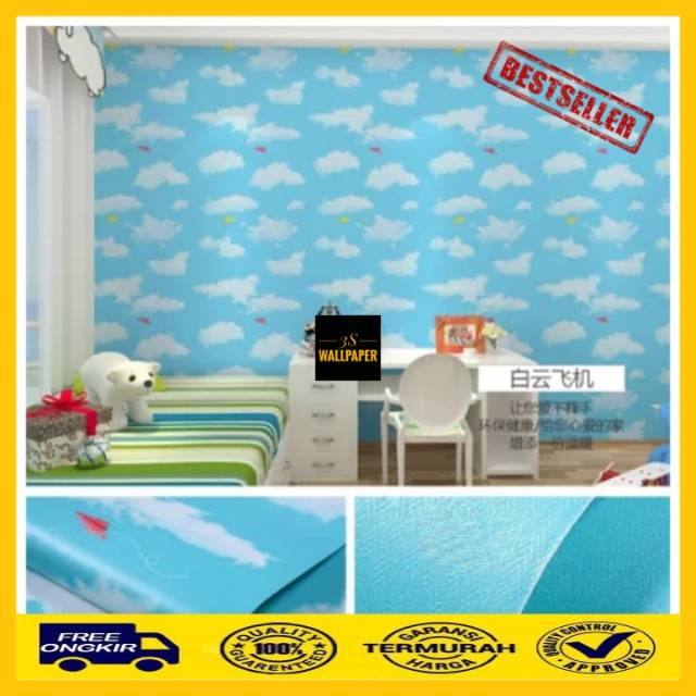 Jual Wallpaper Dinding Awan Biru Muda Wallpaper Dinding Wallpaper 3D ...