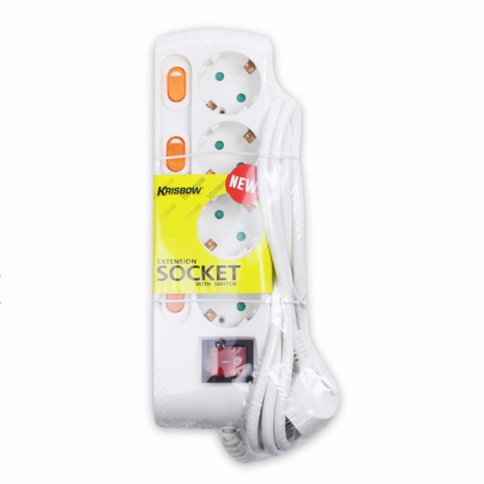Jual Krisbow Stop Kontak 4 Socket - colokan listrik 4 lubang krisbow ...