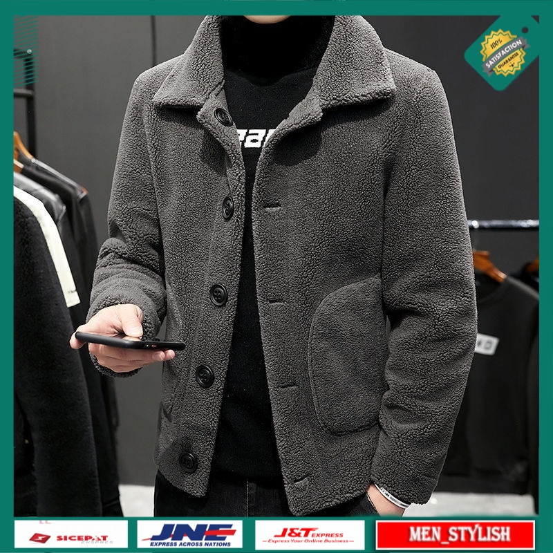 Jual Jaket Pria Bulu Dalam Fashion Young Men's Winter Biker Jacket ...