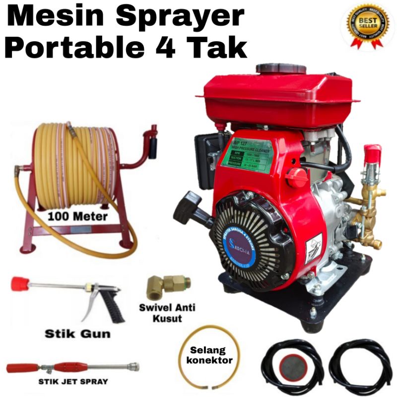 Jual Mesin sprayer portable 4 tak komplit selang 100 meter + 2 pcs stik sprayer | Shopee Indonesia